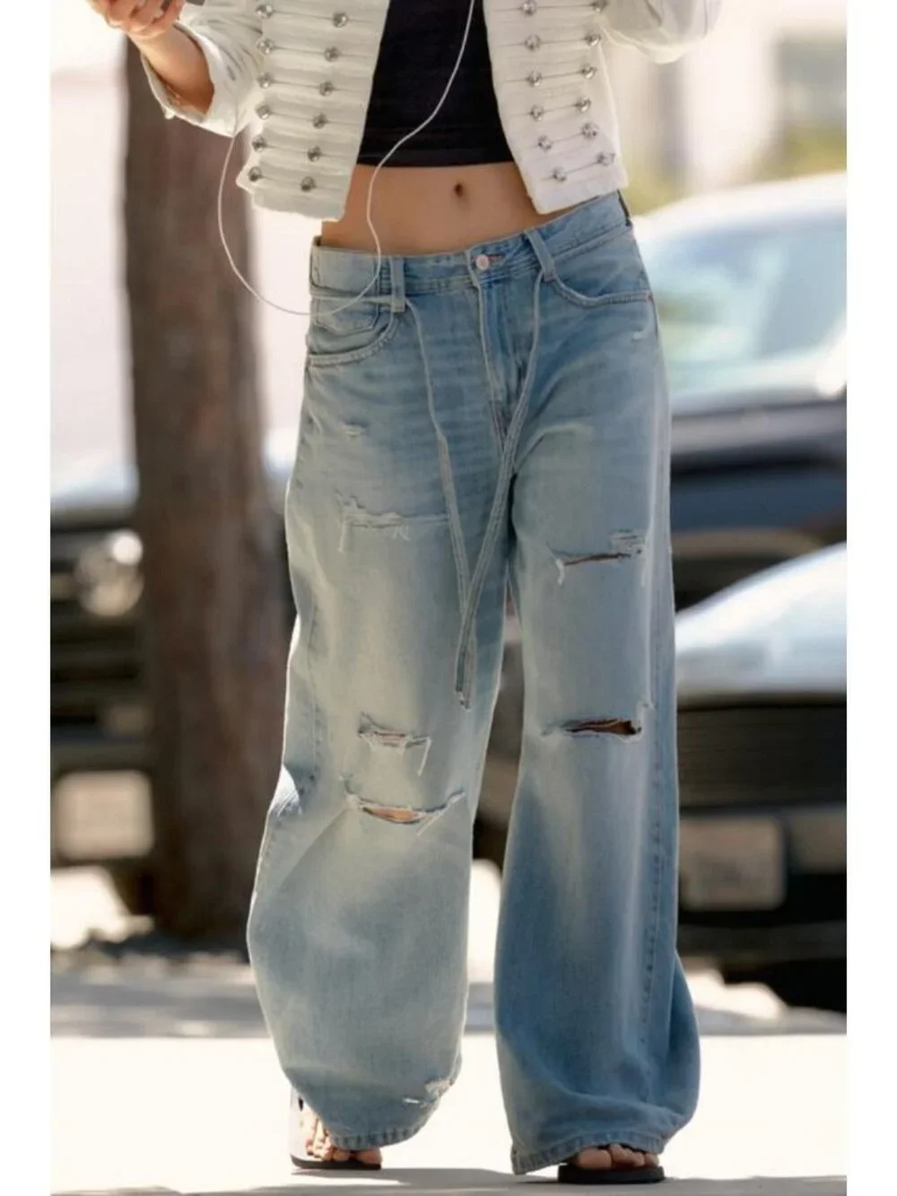 Zara | Jeans | Zara Trf Midrise Ripped Baggy Jeans | Poshmark